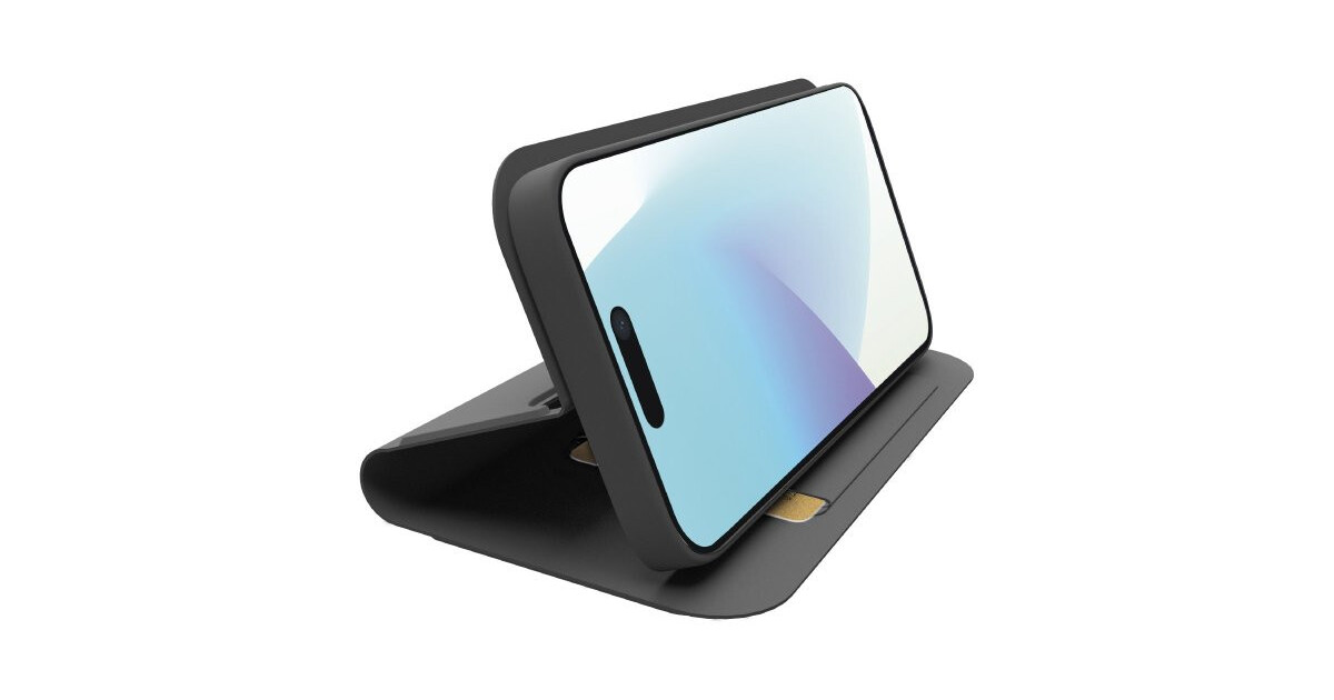 SBS Puha tapintású kártyatartós tok, iPhone 16 Plus fekete - Yettel